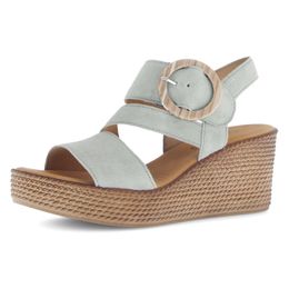Gabor Damen Keilsandalette, Gr. 41, gr&uuml;n, Veloursleder, unifarben, Schuhe, Sommerschuh, Riemchensandale mit Best Fitting-Ausstattung