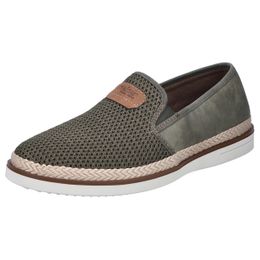 Rieker Herren Slipper, Gr. 45, grün, Lederimitat, Textil, Schuhe, Espadrilles, Sommerschuh, Schlupfschuh mit gepolsterter Innensohle