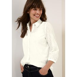 Cecil Damen Hemdbluse, wei&szlig;, Gr. S, unifarben, Web, Obermaterial: 100% Baumwolle, Blusen, mit Lochstickerei