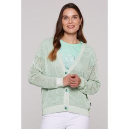 SOCCX Damen Strickjacke, grün, Gr. XL, Material: 60% Baumwolle, 40% Viskose, Strickjacken, mit Baumwolle