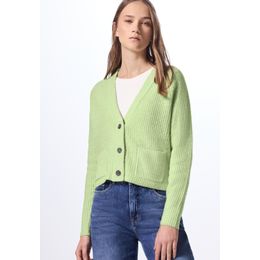 Damen Cardigan, gr&uuml;n, Gr. 44, STREET ONE STUDIO, unifarben, Web, 37% Baumwolle, 34% Polyacryl, 26% Polyester, 3% Elasthan, Strickjacken, mit