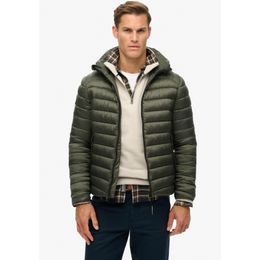 Superdry Herren Steppjacke "HOODED FUJI SPORT PADDED JKT", grün, Gr. S, unifarben, Web, Obermaterial: 100% Polyester, Jacken