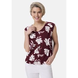 STOOKER WOMEN Damen Shirttop "VEGA Print Top"rot floral aop, Gr. 40, 95% Polyester, 5% Elasthan, Tops, Blusentop Regular Fit f&uuml;r Damen