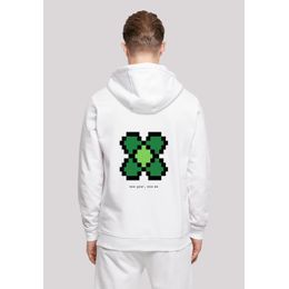 F4NT4STIC Herren Kapuzenpullover "Silvester Happy New Year Pixel Kleeblatt", wei&szlig;, Gr. L, Obermaterial: 50% Baumwolle, 50% Polyester, Pullover, Print