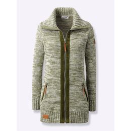 Casual Looks Damen Strickjacke, gr&uuml;n, Gr. 40, meliert, 68% Baumwolle, 32% Polyacryl, Strickjacken