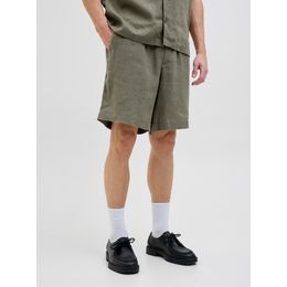 Jack & Jones JACK & JONES Herren Shorts "JPSTBILL LAWRENCE LINEN SHORTS SRT LN", gr&uuml;n, Gr. S, unifarben, Web, Obermaterial: 100% Leinen, Hosen