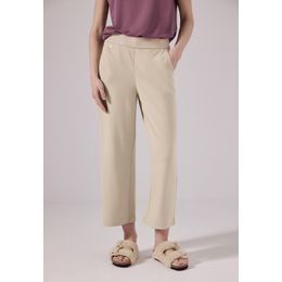 Culotte STREET ONE STUDIO, Damen, Gr. 42, Länge 26, beige (coastal beige), Stoff, 70% Viskose, 25% Polyester, 5% Elasthan, unifarben, comfort fit knöchelfrei, Hosen, High Waist