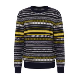 Bugatti Damen Rundhalspullover, gr&uuml;n, Gr. L, gestreift, Sweatware, 80% Wolle, 20% Polyamid, Pullover, aus hochwertigem Woll-Mix