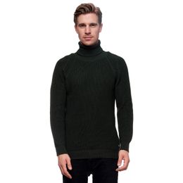 Rusty Neal Herren Rollkragenpullover, gr&uuml;n, Gr. L, unifarben, 50% Baumwolle, 50% Polyacryl, Pullover, mit kuscheligem Rollkragen