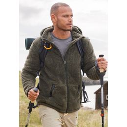 John Devin Herren Kapuzenstrickjacke, gr&uuml;n, Gr. XXL, unifarben, Fleece, Obermaterial: 100% Polyester, Strickjacken, in weichem Teddyfleece