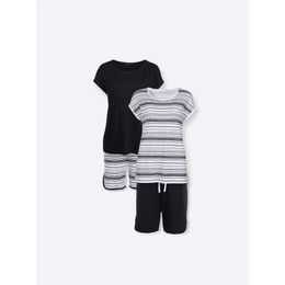 w&auml;schepur W&Auml;SCHEPUR Damen Shorty, Gr. 36, schwarz-wei&szlig;, 50% Baumwolle, 50% Modal, Homewear-Sets