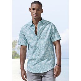 Beach Time BEACHTIME Herren Hawaiihemd "Regular fit", gr&uuml;n, Gr. S, gemustert, Web, Obermaterial: 100% Baumwolle, Hemden, Kurzarm, Freizeithemd mit Palmenprint,