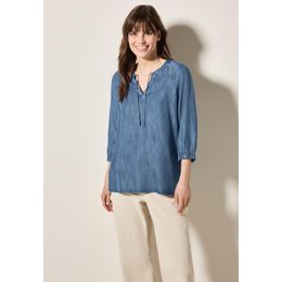 Cecil Damen Klassische Bluse, blau, Gr. XXL, unifarben, Stoff, 100% Lyocell, Blusen, mit 3/4 Ärmeln
