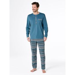 wäschepur men Herren Schlafanzüge, dunkelrot-marine + topas-marine, Größe 44/46