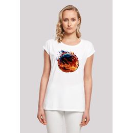 F4NT4STIC Damen T-Shirt "Basketball On Fire Sport SHORT SLEEVE", wei&szlig;, Gr. XXL, Obermaterial: 100% Baumwolle, Shirts, Print