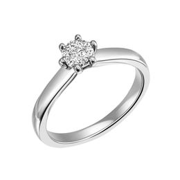 Firetti Damen Solit&auml;rring "Schmuck Geschenk Gold 585 Damenring Verlobungsring Goldring", 60, 0,14 SI = kleine Einschl&uuml;sse, Diamanten Wei&szlig;gold 585,