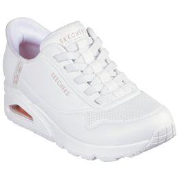 Skechers Damen Slip-On Sneaker "Uno - Easy Air", Gr. 42, wei&szlig;, Lederimitat, Mesh, unifarben, Schuhe, Schlupfschuh, Slipper, Plateausneaker mit