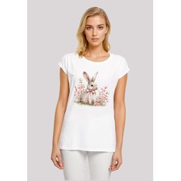 F4NT4STIC Damen T-Shirt "Niedlicher Osterhase mit Blumen", wei&szlig;, Gr. M, Obermaterial: 100% Baumwolle, Shirts, Premium Qualit&auml;t
