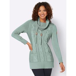 Casual Looks Damen Longpullover "Longpullover", gr&uuml;n, Gr. 46, unifarben, 50% Baumwolle, 50% Polyacryl, Pullover