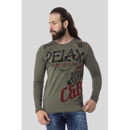Cipo & Baxx CIPO & BAXX Damen T-Shirt "Sweatshirts", gr&uuml;n, Gr. S, bedruckt, 95% Baumwolle, 5% Elasthan, Shirts, mit l&auml;ssigem Print