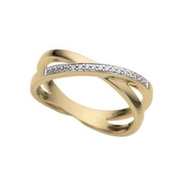Firetti Damen Diamantring "Schmuck Geschenk Gold 585 Damenring Goldring Diamant", 17, 0,09 P2 = erkennbare Einschlüsse, Diamanten Gelbgold 585, 3mm,