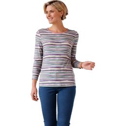 CR&Eacute;ATION L Damen Langarmshirt im Viskose-Mix taubenblau-mauve-bedruckt Gr&ouml;&szlig;e 36