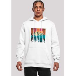 F4NT4STIC Herren Kapuzenpullover "Berg Sonnenuntergang Retro", wei&szlig;, Gr. M, Obermaterial: 65% Baumwolle, 35% Polyester, Pullover, Premium Qualit&auml;t