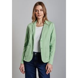 Street One Damen Sweatblazer, grün, Gr. 34, unifarben, Jersey, 93% Baumwolle, 7% Elasthan, Blazer, mit aufgenähten Taschen