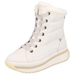 Damen Winterboots, Rieker EVOLUTION, Gr. 42, weiß, Leder, Schuhe, Schnürboots, Stiefelette mit praktischem Innenreißverschluss