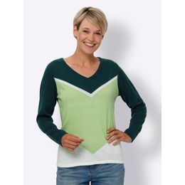 Classic Basics Damen Strickpullover "Langarm-Pullover", gr&uuml;n, Gr. 38, gemustert, mehrfarbig, 100% Polyacryl, Pullover