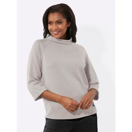 WITT Damen 3/4-Arm-Shirt mit halsfernem Rollkragen, hellgrau, Gr&ouml;&szlig;e 36