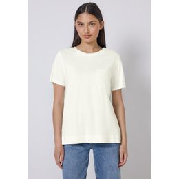 Damen T-Shirt, wei&szlig;, Gr. 42, STREET ONE STUDIO, unifarben, Web, 50% Modal, 50% Baumwolle, Shirts, im soften Baumwoll-Mix