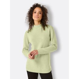 Damen Longpullover "Merino-Kaschmir-Pullover", gr&uuml;n, Gr. 40, CREATION L PREMIUM, meliert, unifarben, 80% Schurwolle, 20% Kaschmir, Pullover