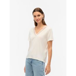 V&eacute;ro Moda VERO MODA Damen Kurzarmshirt "VMSAVANNAH LACE 2-WAY SS TOP JRS", wei&szlig;, Gr. L, unifarben, Jersey, Obermaterial: 67% Viskose, 33% Polyester, Shirts