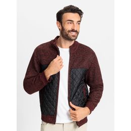 Marco Donati Herren Strickjacke mit Fleece-Futter, bordeaux-meliert, Gr&ouml;&szlig;e 48