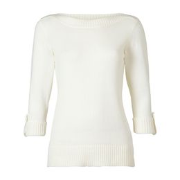 Casual Looks Damen 3/4 Arm-Pullover "Pullover", wei&szlig;, Gr. 36, meliert, unifarben, 50% Baumwolle, 50% Polyacryl, Pullover