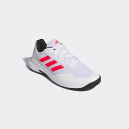 Herren Tennisschuh "GAMECOURT 2.0", adidas Performance, Gr. 42, wei&szlig;, Synthetik, Textil, Schuhe, geeignet f&uuml;r Hartplatz und Sandplatz