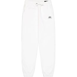 Herren Sweathose "Basic Jogger Small Logo II", weiß, Gr. XXL, Alpha Industries, bedruckt, Sweatware, Obermaterial: 80% Baumwolle, 20% Polyester, Hosen