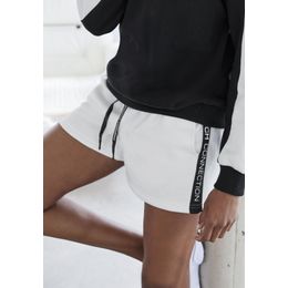Damen Sweatshorts, French Connection, Gr. 32, weiß, Sweatware, Obermaterial: 60% Baumwolle, 40% Polyester, unifarben mit Farbeinsatz, Hosen, mit