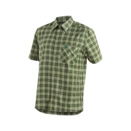 Maier Sports Herren Funktionshemd "Mauro", grün, Gr. 72, 85% Polyester, 15% Viscose, Hemden, Kariertes Kurzarm-Hemd für Wandern, Reisen und Freizeit
