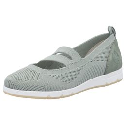 Rieker Damen Riemchenballerina, Gr. 41, grün, Lederimitat, Textil, unifarben, Schuhe, Schlupfschuh, Halbschuh, Slip-on Sneaker mit Gummizug