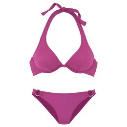 Chiemsee Damen B&uuml;gel-Bikini, pink, Gr. 38, unifarben, Polyamid, Bikini-Sets, mit silbernem Zierring