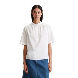 Marc O'Polo Damen Kurzarmbluse "aus Papertouch Popeline", wei&szlig;, Gr. M, MARC O'POLO DENIM, unifarben, Obermaterial: 100% Baumwolle, Blusen