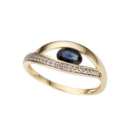 Firetti Damen Goldring "Schmuck Geschenk Gold 333 Damenring Goldring Edelstein Farbstein", 16, 0,01 P2 = erkennbare Einschl&uuml;sse, Diamanten Gelbgold
