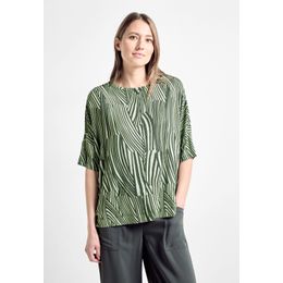 Cecil Damen T-Shirt, gr&uuml;n, Gr. S, gemustert, Stoff, 100% Polyester, Shirts, mit U-Boot-Ausschnitt
