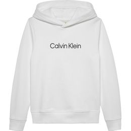 Mädchen Kapuzensweatshirt "Inst. Logo Reg. Terry Hoodie", weiß, Gr. 4, Calvin Klein Jeans, Sweatware, Obermaterial: 100% Baumwolle, Sweatshirts, für