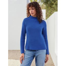 Peter Hahn - Pullover mit Stehkragen, blau, Gr. 40 / M - Baumwolle