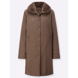 WITT Damen Wintermantel mit Pr&auml;ge-Optik und Lederimitat-Paspeln, schoko, Gr&ouml;&szlig;e 54