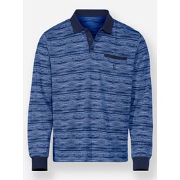 Hajo Herren Langarm-Poloshirt , temperaturausgleichend und b&uuml;gelfrei, marine-meliert, Gr&ouml;&szlig;e 56/58
