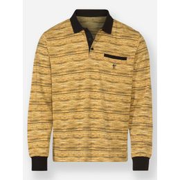 Hajo Herren Langarm-Poloshirt , temperaturausgleichend und b&uuml;gelfrei, ocker-meliert, Gr&ouml;&szlig;e 48/50